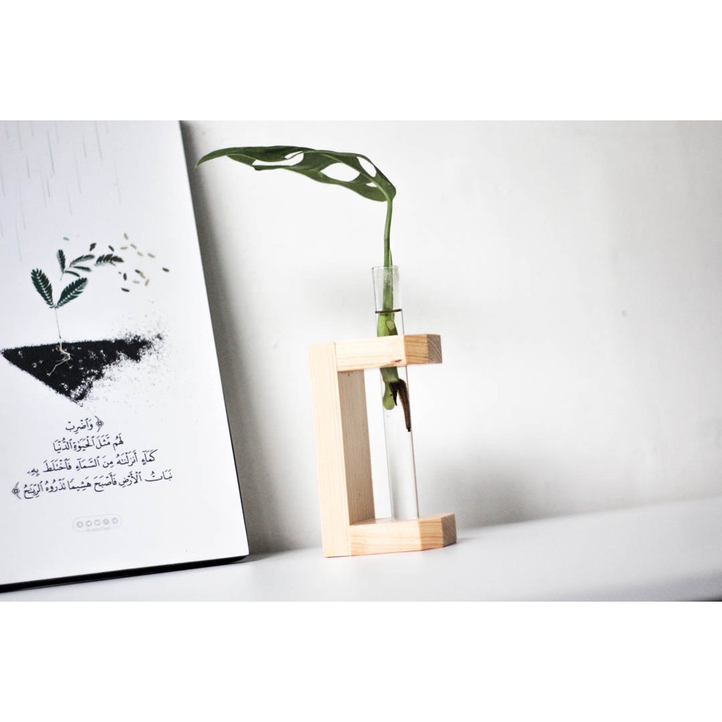 Jual Vas Bunga Kayu Tabung Kaca Air Propagasi Vas Water Propagation ...