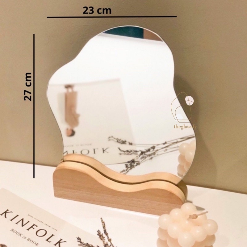 Jual Kaca cermin aesthetic HALF MOON / NATURAL WOOD STAND | aesthetic ...