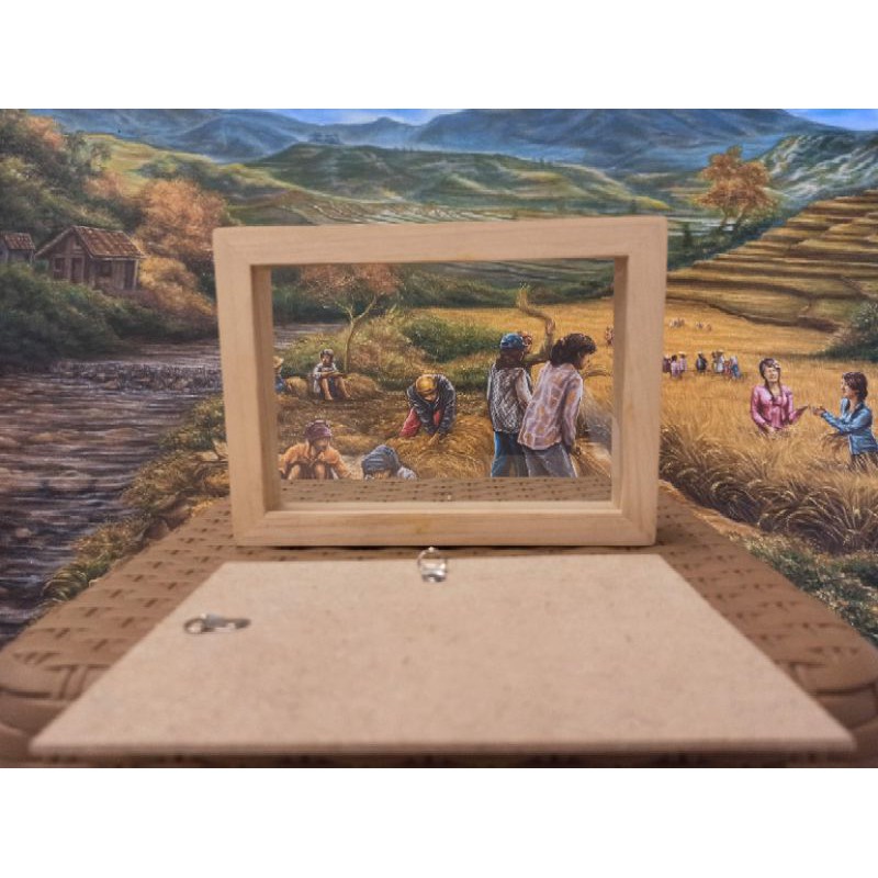 Jual Frame Bingkai 3D 5R kayu pinus natural foto 3 D craft Scrapframe ...