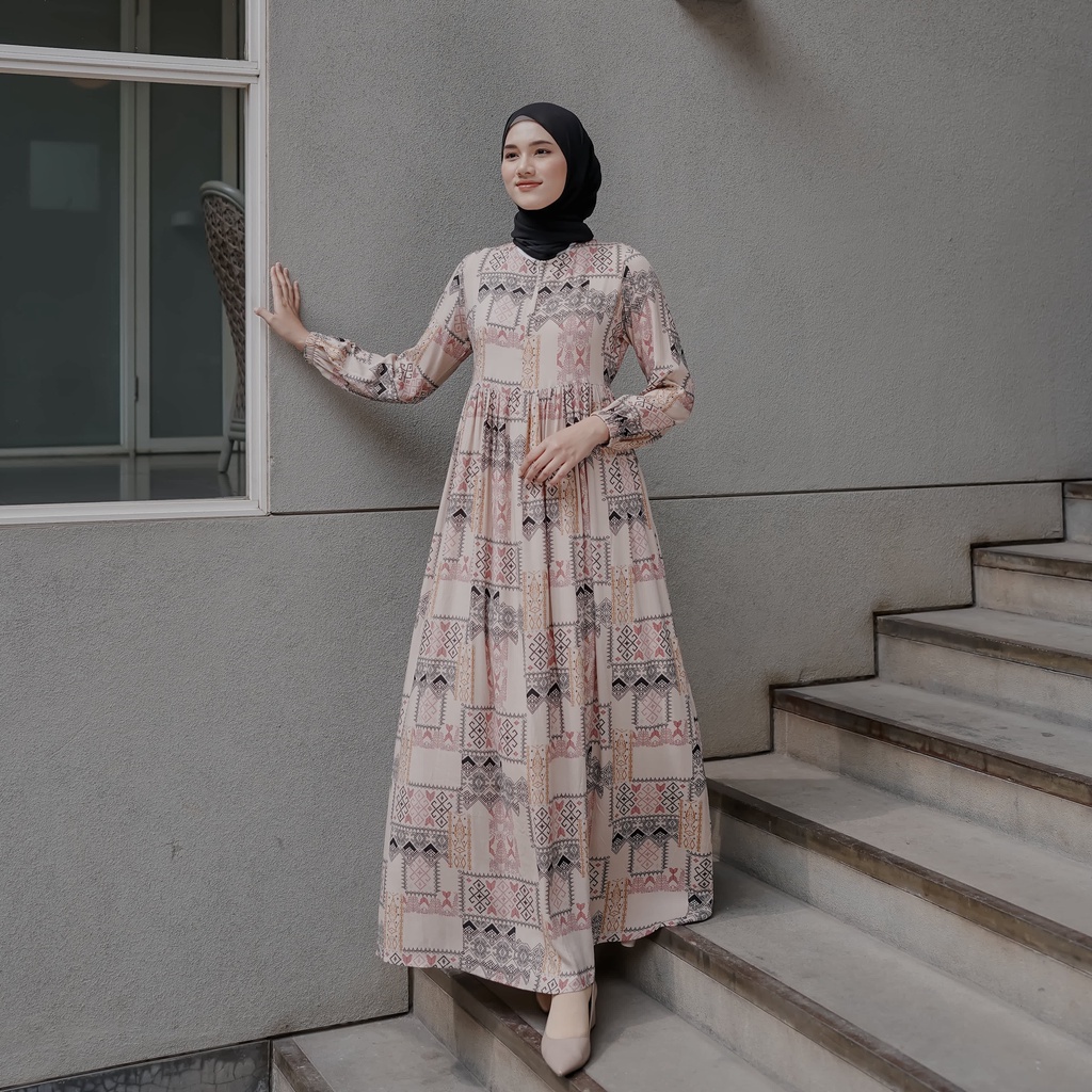 Jual Le Khari Bella Dress Bahan Rayon Viscose Gamis Homedress Busui Size S - XL | Shopee Indonesia