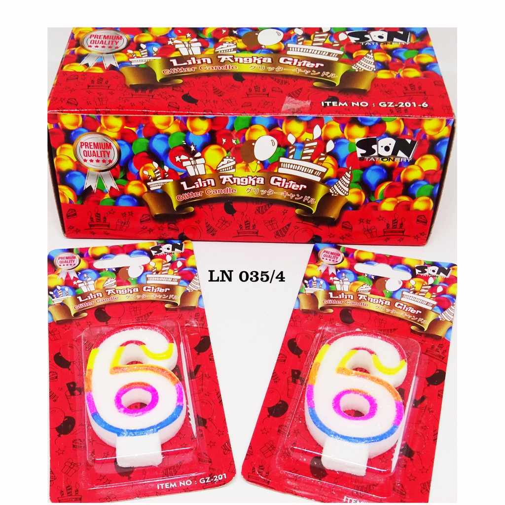 Jual LILIN ANGKA PELANGI SON candle number RAINBOW WARNA glitter gliter ...