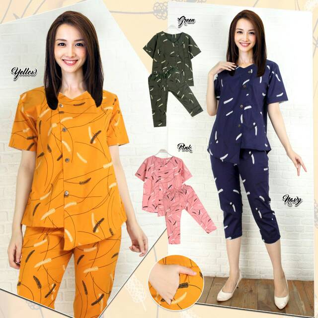 Jual Pakaian wanita. Setelan kulot motip abstrak ilalang. Katun stretd ...