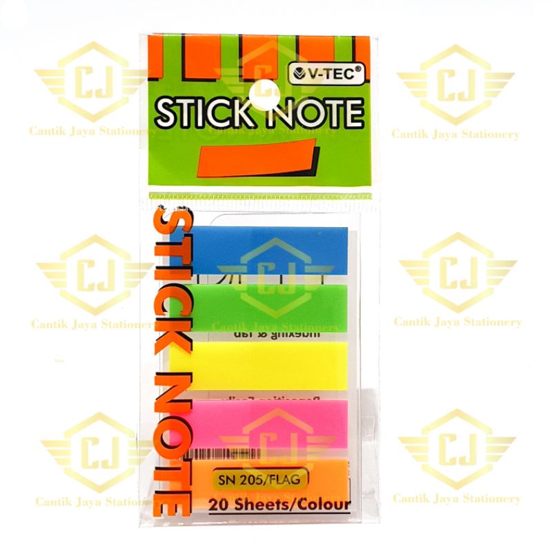 Jual Penanda Memo Tempel Stick V-TEC Sticky Notes VTEC SN 205 Flag ...