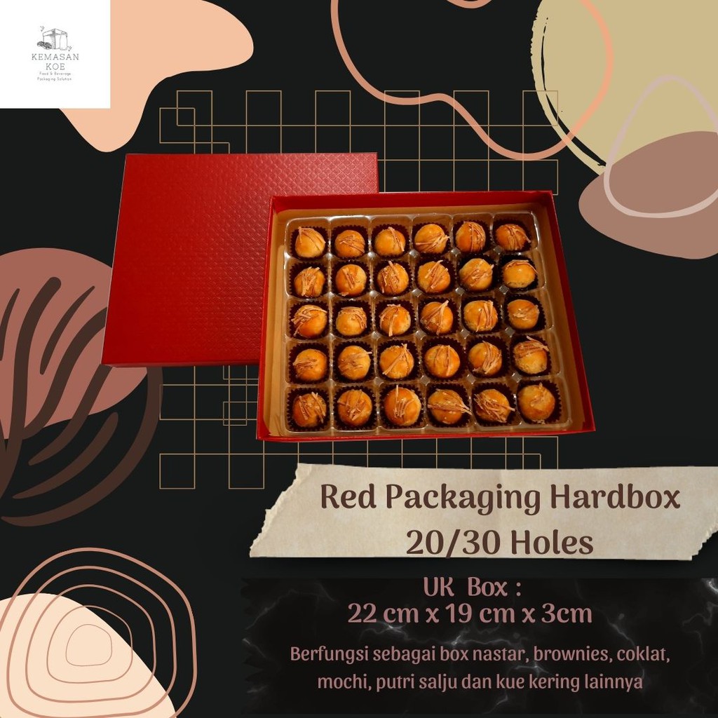 Jual (3SET) RED PACKAGING HARDBOX 20 / 30 HOLES HAMPERS PACKAGING BOX ...