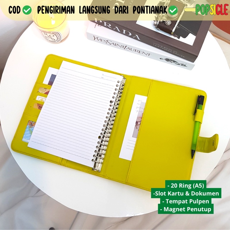 Jual Buku Binder Kuning Polos Eksklusif A5 20 Ring Agenda A5 Polos 20 ...