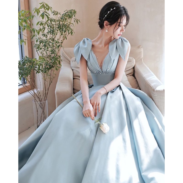 Jual Realpic G916 XS-2XL Bisa Custom Gaun bridal mewah impor gaun biru ...