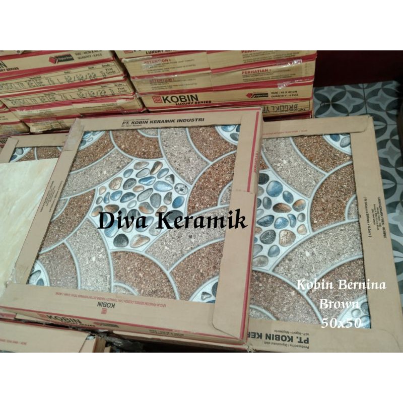 Jual Keramik Lantai Kobin Bernina Brown 50x50 | Shopee Indonesia