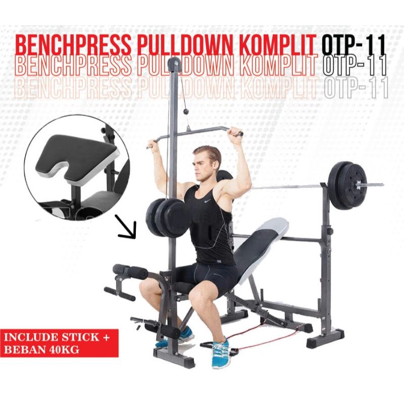 Jual PROMO!! ALAT FITNESS BENCH PRESS PULLDOWN PLUS STICK+BEBAN 40KG ...