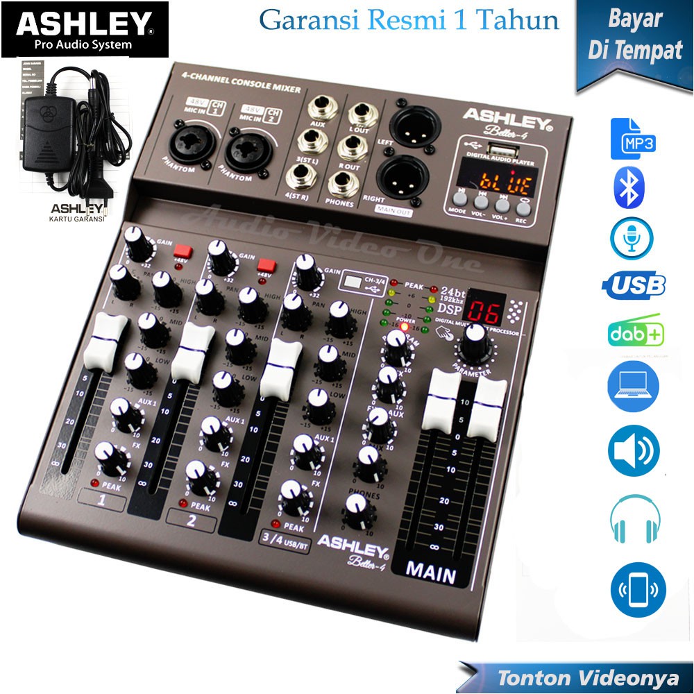 Jual Mixer Ashley 4 Chanel Better Series Mikser Bluetooth Original ...