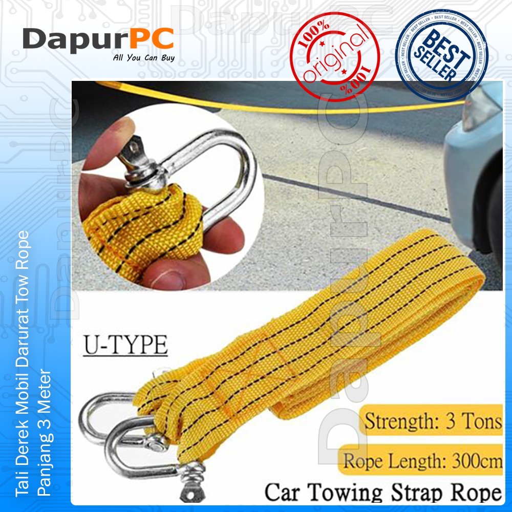 Tali Derek Mobil Darurat Emergency Tow Rope Panjang 3 Meter | Shopee ...