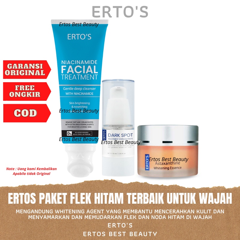 Jual Ertos Paket Flek Hitam Terbaik Untuk Wajah 3in1 ( ftn Niacinamide, Astaxanthine, Dark spot ...