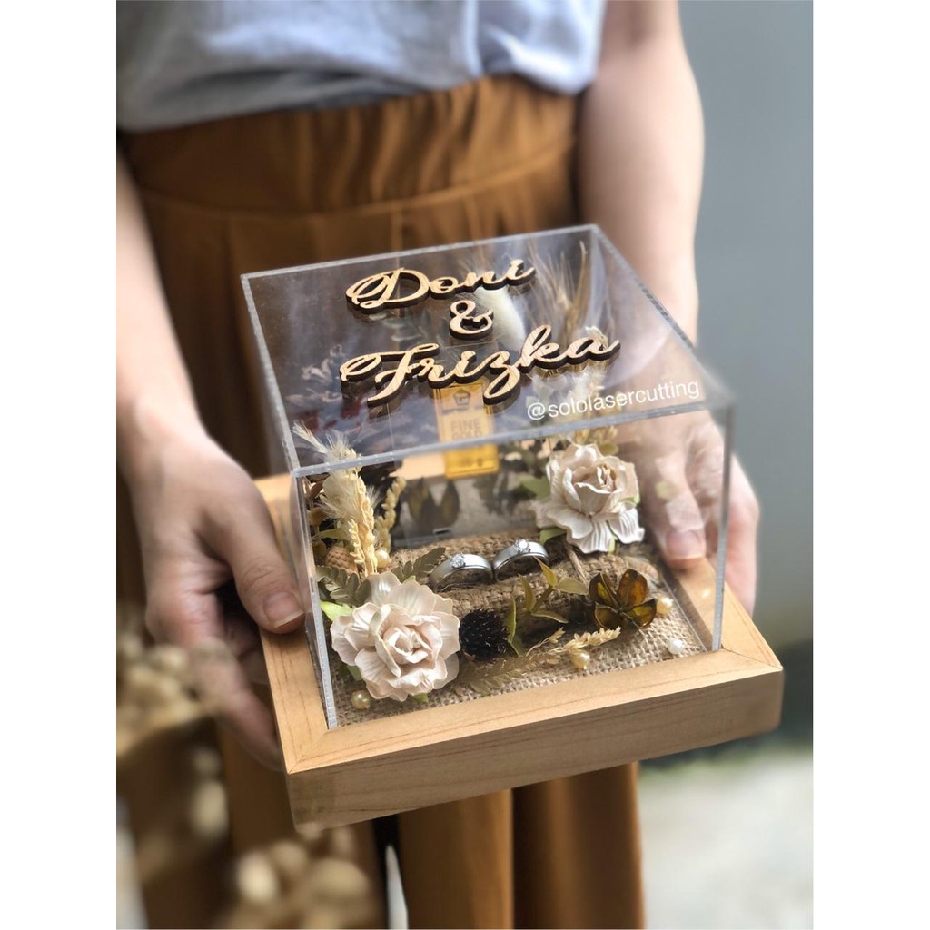aqua box type A akrilik box logam mulia dan cincin mahar custom nama ...