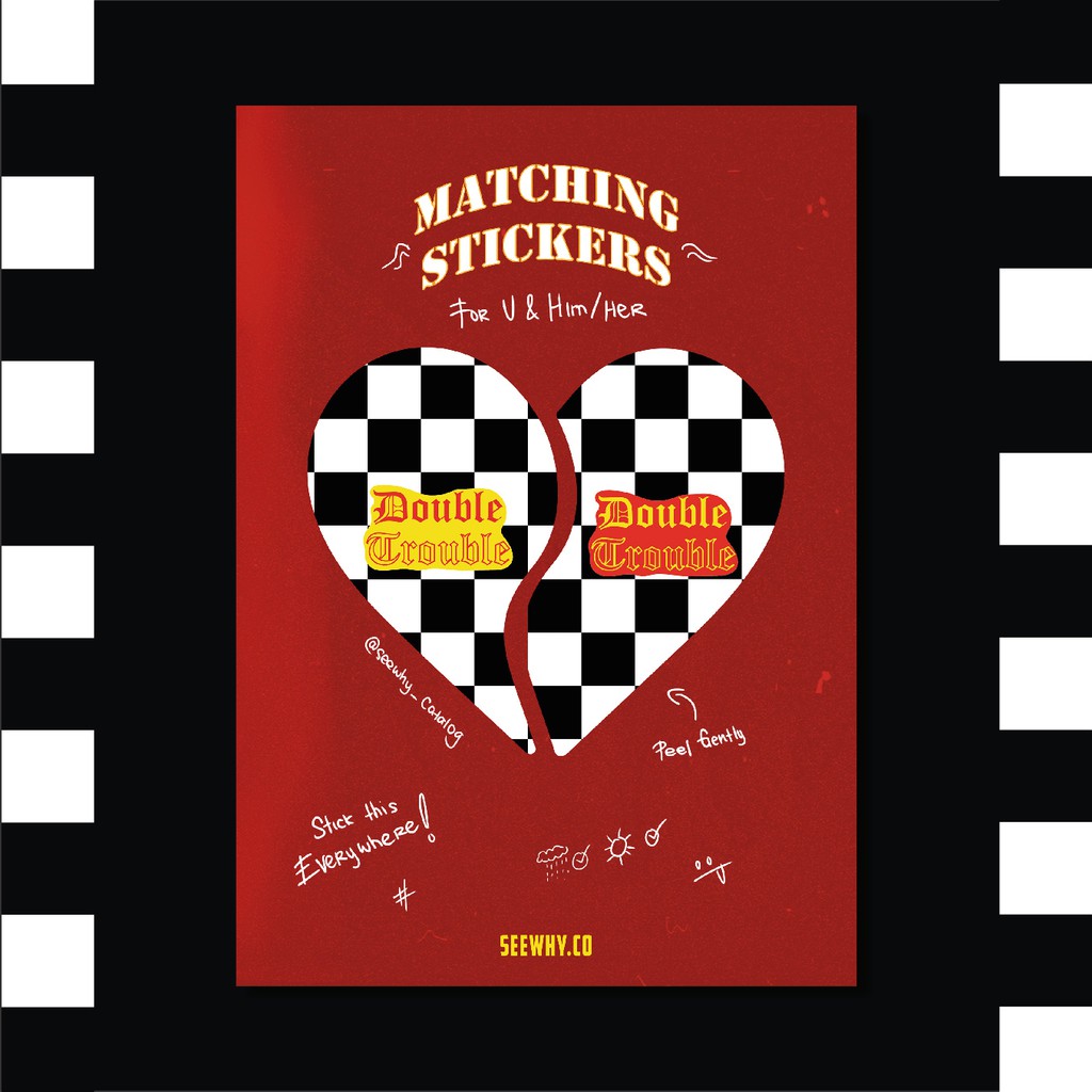 Jual Matching stickers 2 in 1 (sticker couple, sticker best friend) A5 ...