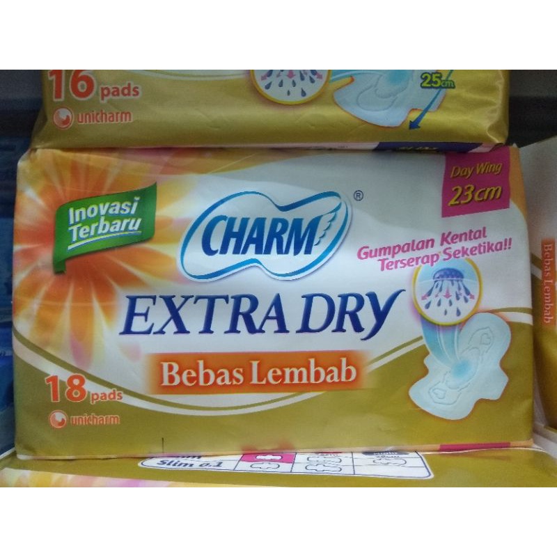 Jual Charm Pembalut Extra Dry Bebas Lembab 23 Cm isi 18 pads | Shopee Indonesia