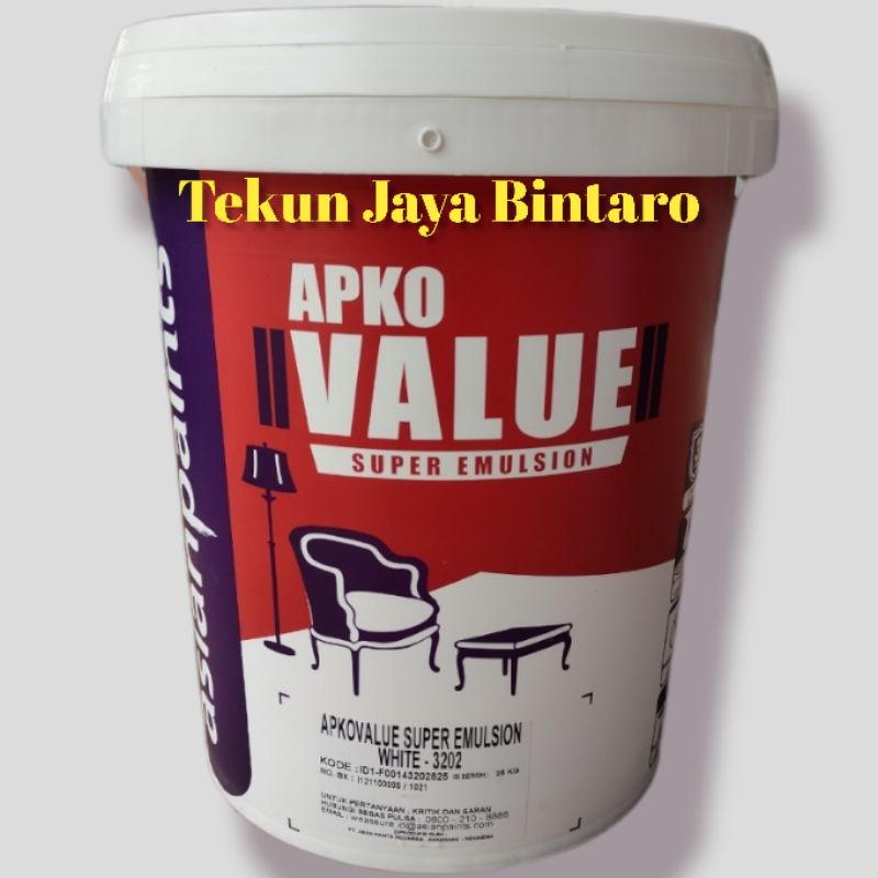 Jual CAT TEMBOK ASIAN PAINT APKO VALUE WHITE 3202 PUTIH 25 KG/ PAIL ...
