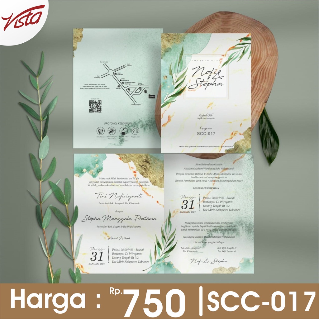 Jual Undangan pernikahan blangko griya scc-017 nikah simple DIY Print ...
