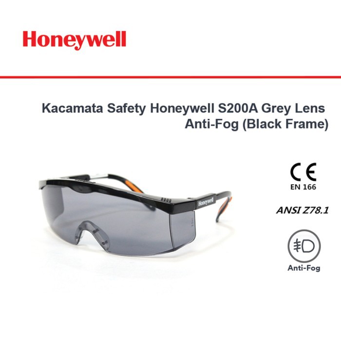Jual Honeywell Kacamata Safety S200A Grey Lens Fog Ban Black - 100111 ...