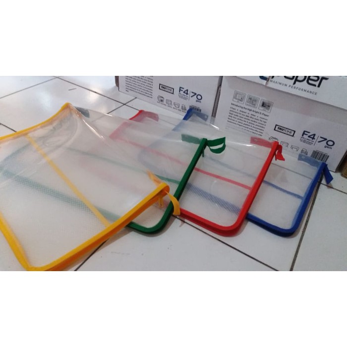 Jual Map Plastik Resleting Zipper Bag X One F4 Folio Map Jala Plastik