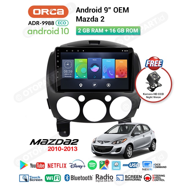 Jual Head Unit Android Mazda 2 2007-2014 ORCA ECO 9988 2/16Gb | Shopee ...