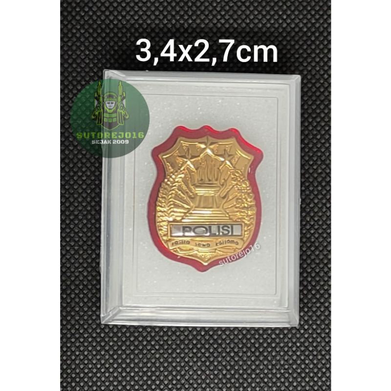 Jual kewenangan lencana kecil pin polisi latar merah akrilik miror asli ...