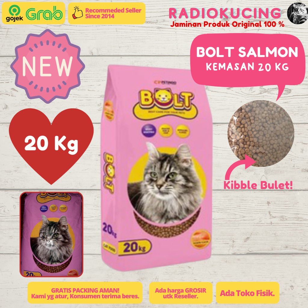 Jual Bolt SALMON 20 Kg Makanan Kucing Cat Food [ JUWIES RADIO KUCING ...