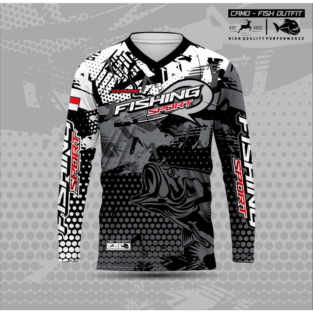 Jual Baju Jersey Mancing DryFit Premium motif Fishing Sport Abu ...