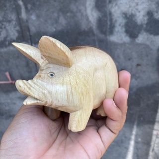Jual Patung Babi Kayu Thailand Pajangan Babi Kayu Patung Binatang ...