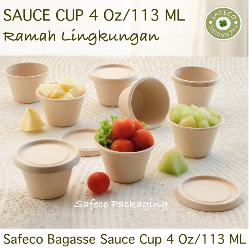 Jual Bagasse Safeco Packaging Tempat Saos Saus Sambel Cup Mini 4 Oz 113 ...