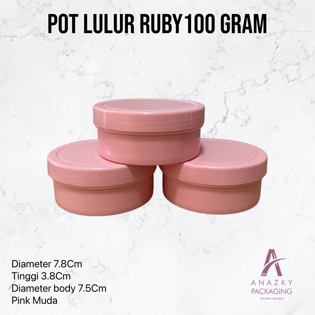 Jual POT LULUR RUBI 100 GRAM WARNA PINK MUDA, KEMASAN 1KG 24 pcs @Rp ...