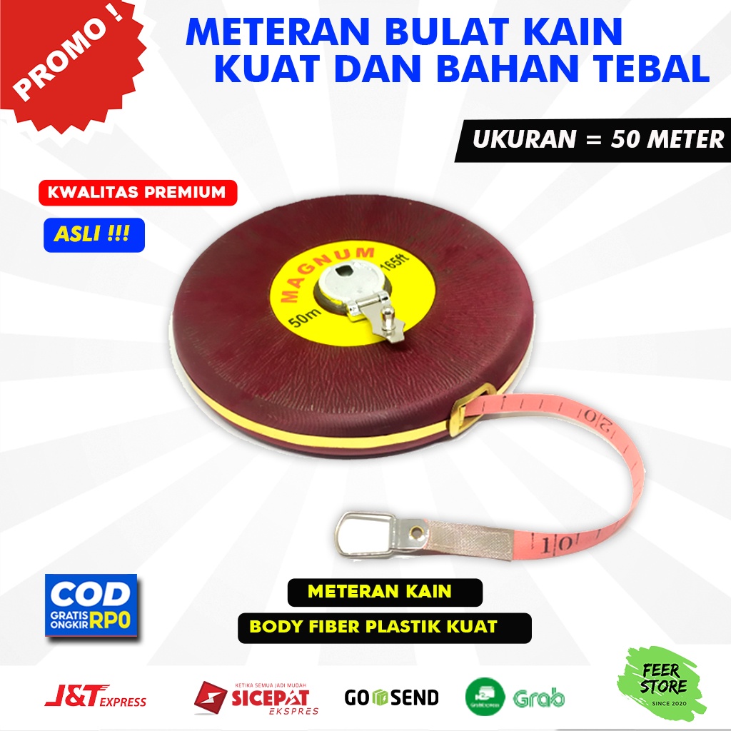 Jual METERAN BULAT KAIN 30M 50M FIBER UKUR JALAN Cloth Measuring Tape ...