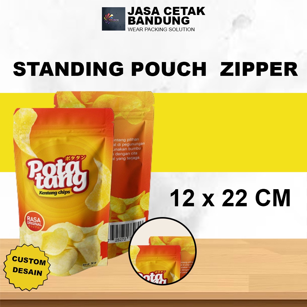 Jual KEMASAN CUSTOM STANDING POUCH + ZIPPER UKURAN 12x22 | Shopee Indonesia