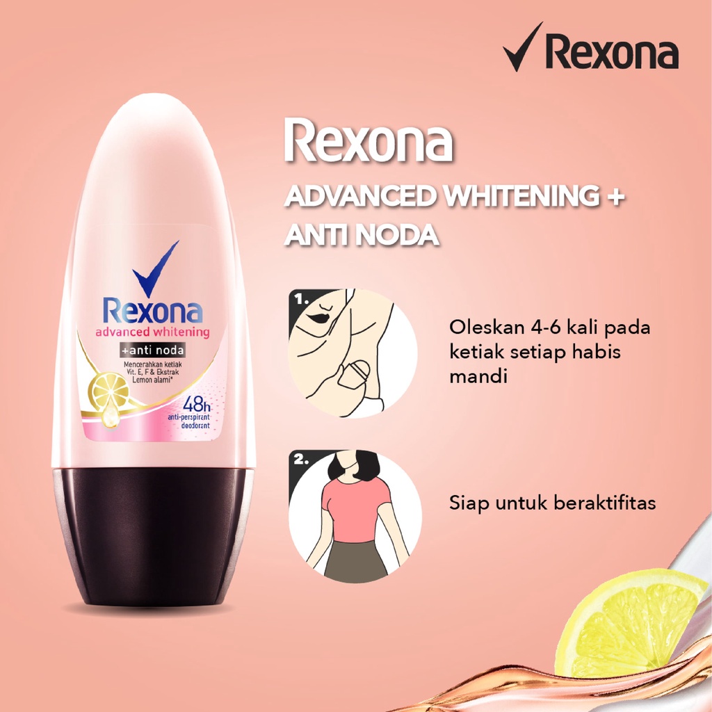 Jual Rexona Advanced Whitening Anti Noda Deodorant Roll On 50ml | Shopee Indonesia