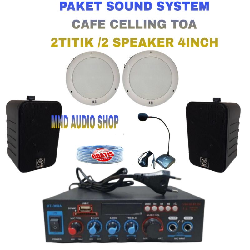 Jual paket sound system cafe speaker celling 2titik +speaker 4inch ...