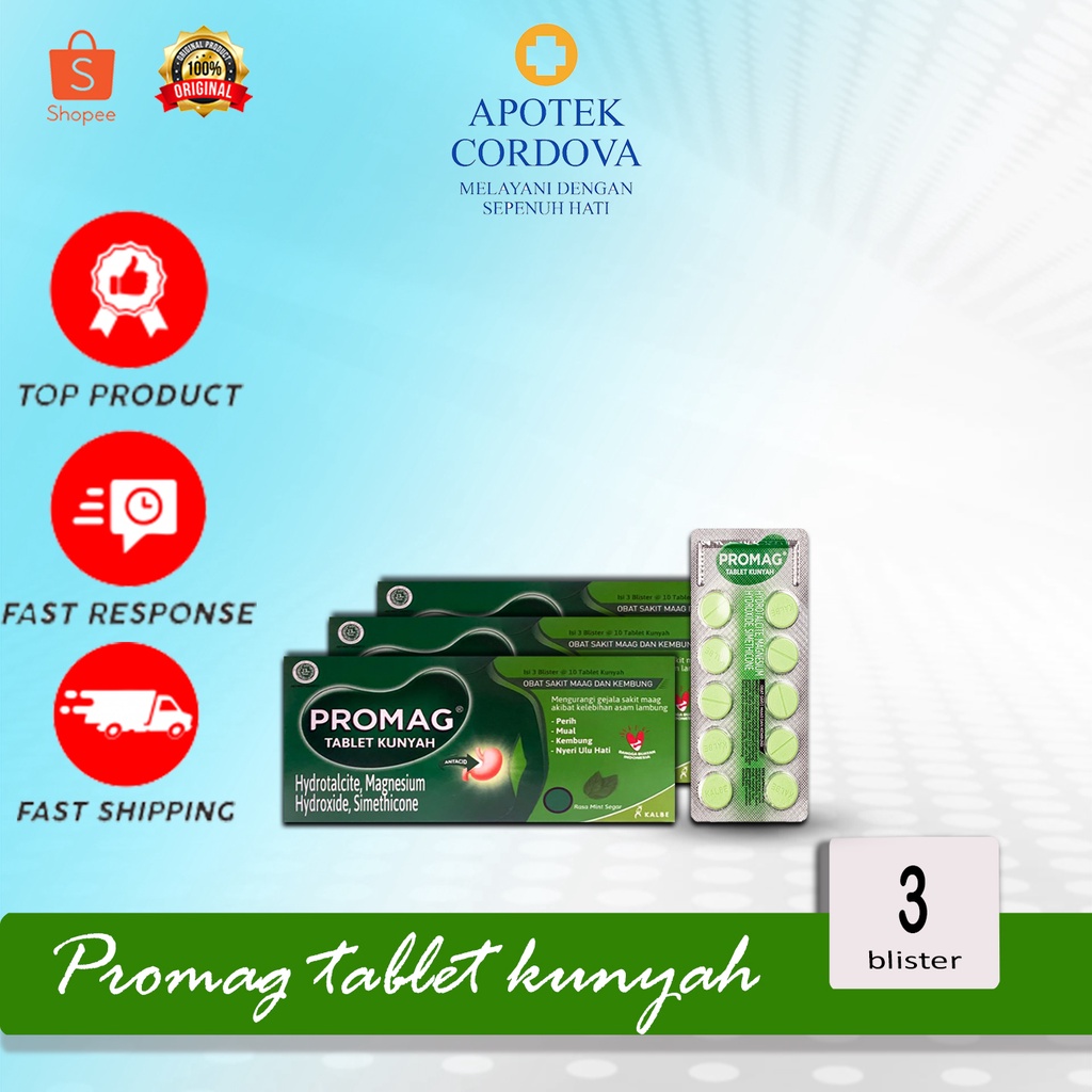 Jual Promag tablet 1 blister isi 10 tablet - obat sakit maag - kembung ...
