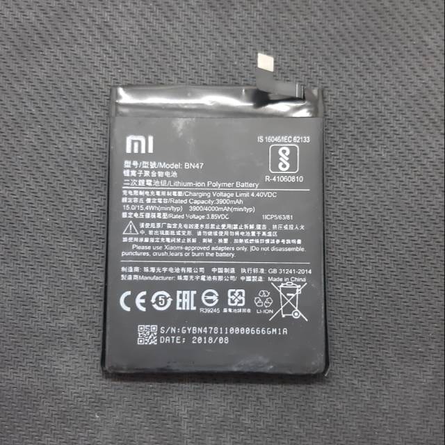 Jual Baterai batre xiaomi BN47 batray xiaomi redmi 6 pro batray ...