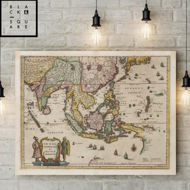 Jual PETA INDONESIA VINTAGE / ANTIQUE - REPLICA VINTAGE MAP + FRAME ...
