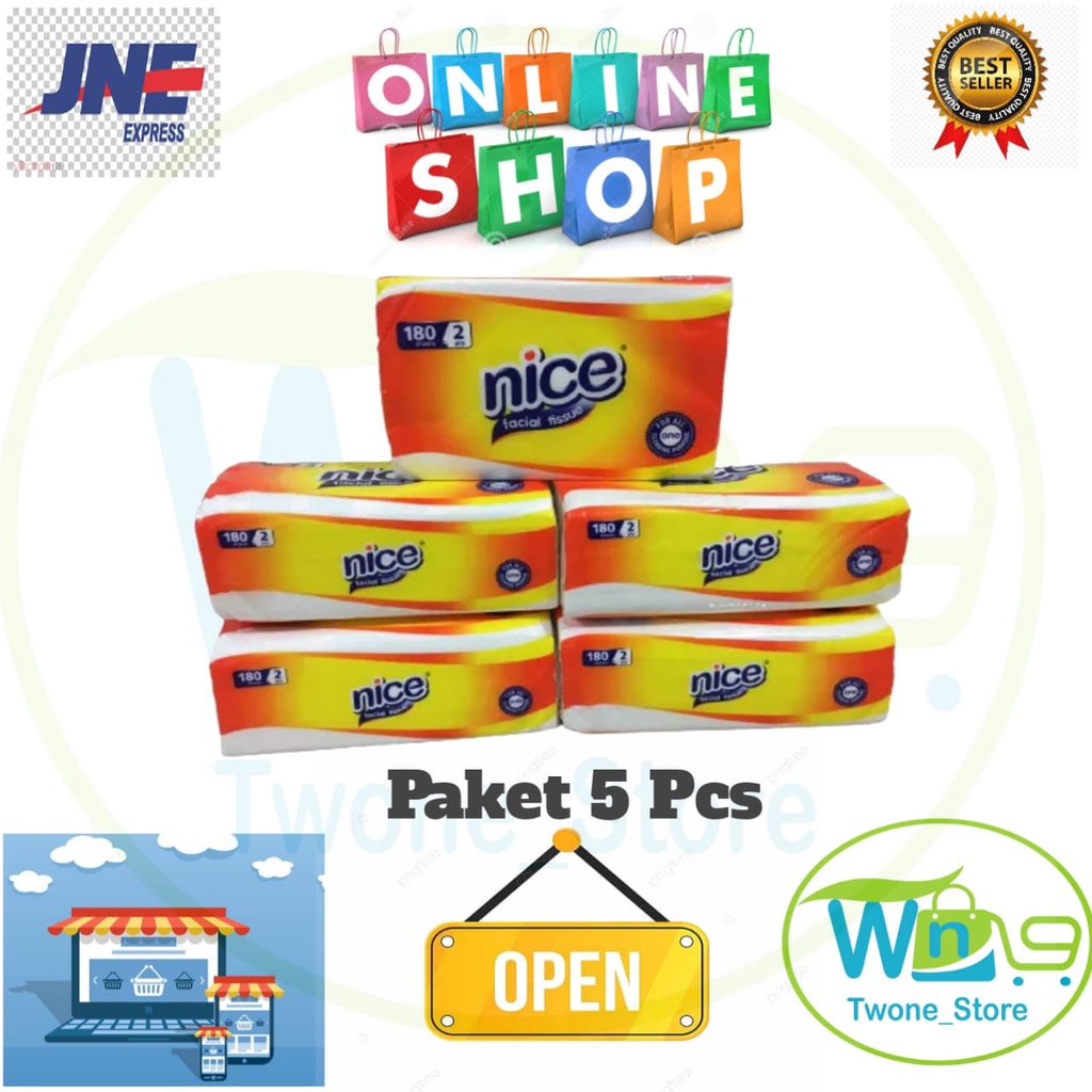 Jual Paket 5 Tissu NICE Facial Tissue 180 Sheets 2 Ply / Tisu Tissu ...