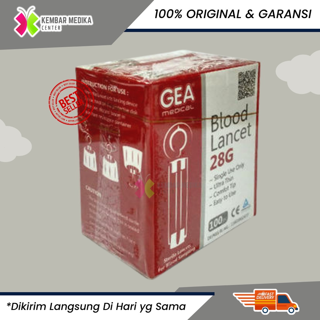Jual Blood Lancet Gea 28G isi 100 pcs / Jarum Cek Gula Darah Kolestrol ...