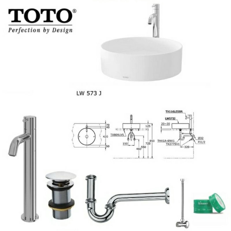 Jual Wastafel TOTO LW573J W/F Complete Set Kran Dingin ( TX123LESN ...