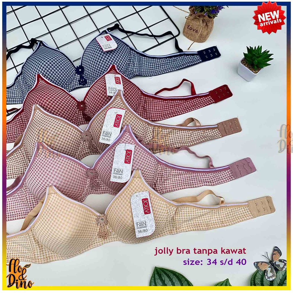 Jual Bra wanita tanpa kawat | Bra cantik | BH import Jolly motif Kotak new | Shopee Indonesia