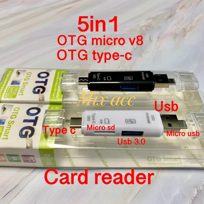 Jual D-188 OTG MICRO USB OTG TYPE C + USB Hub 3.0 Micro sd Card Reader ...