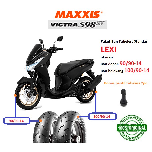 Jual BAN TUBELESS STANDAR YAMAHA LEXI 90/90-14 100/90-14 MAXXIS VICTRA ...
