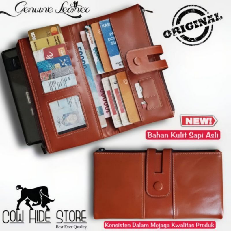 Jual Dompet Panjang Wanita Kulit Asli 18 Slot - Pull Up Leather | Shopee Indonesia