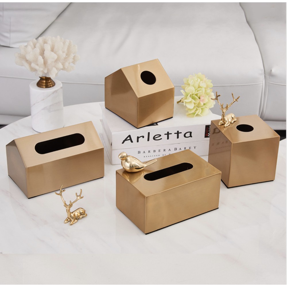Jual European metal golden tissue box tempat tisu | Shopee Indonesia