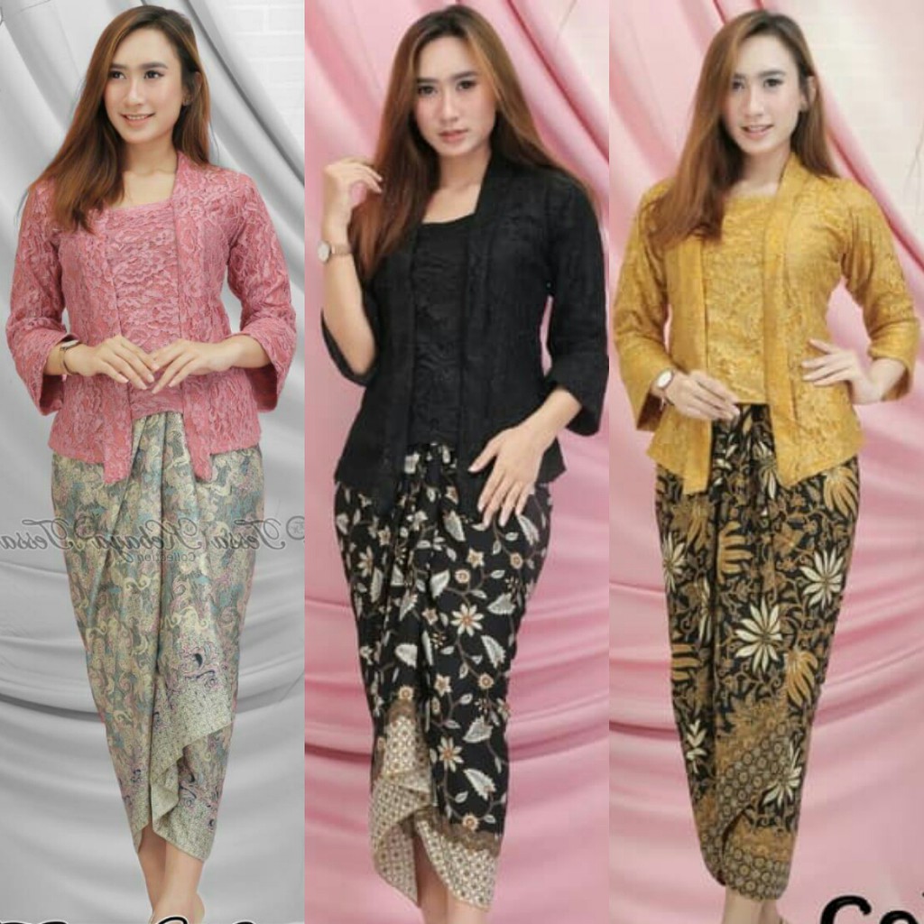 Jual Setelan Kebaya Modern Brukat Model Kutubaru, Set Kebaya Wisuda Brokat Aneka Pilihan Warna ...