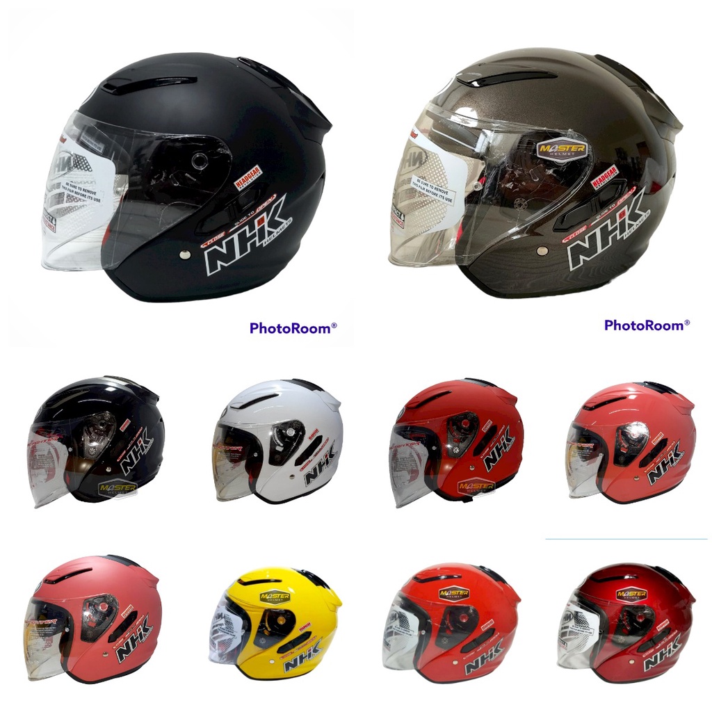 Jual Helm NHK R1 Solid Black Doff Hitam Dop Double Visor Half Face ...