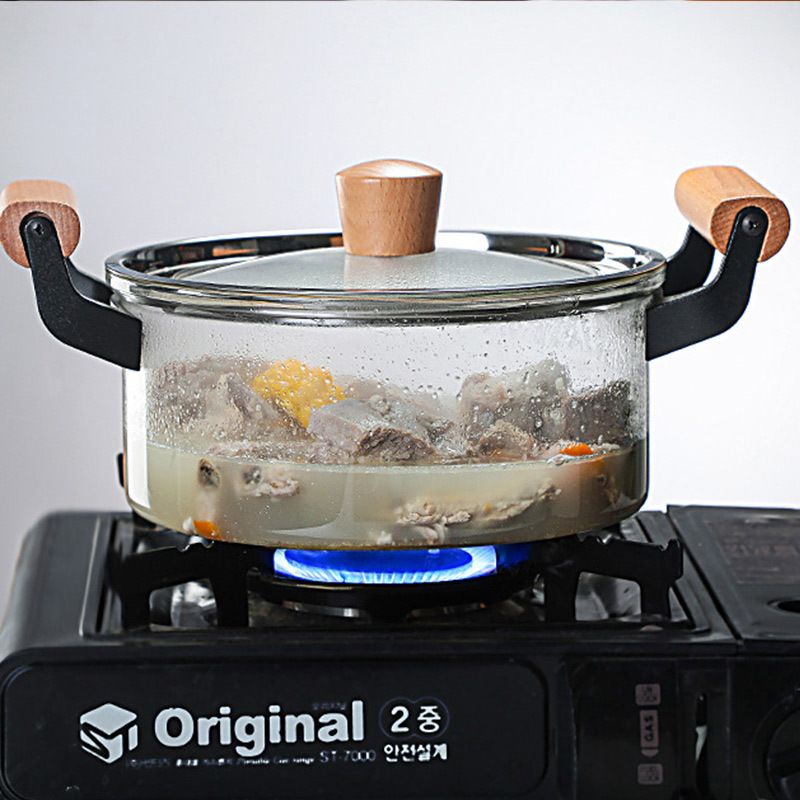 Jual Panci Masak Kaca Gagang Kayu Tahan Panas Api Bisa Langsung Masak ...