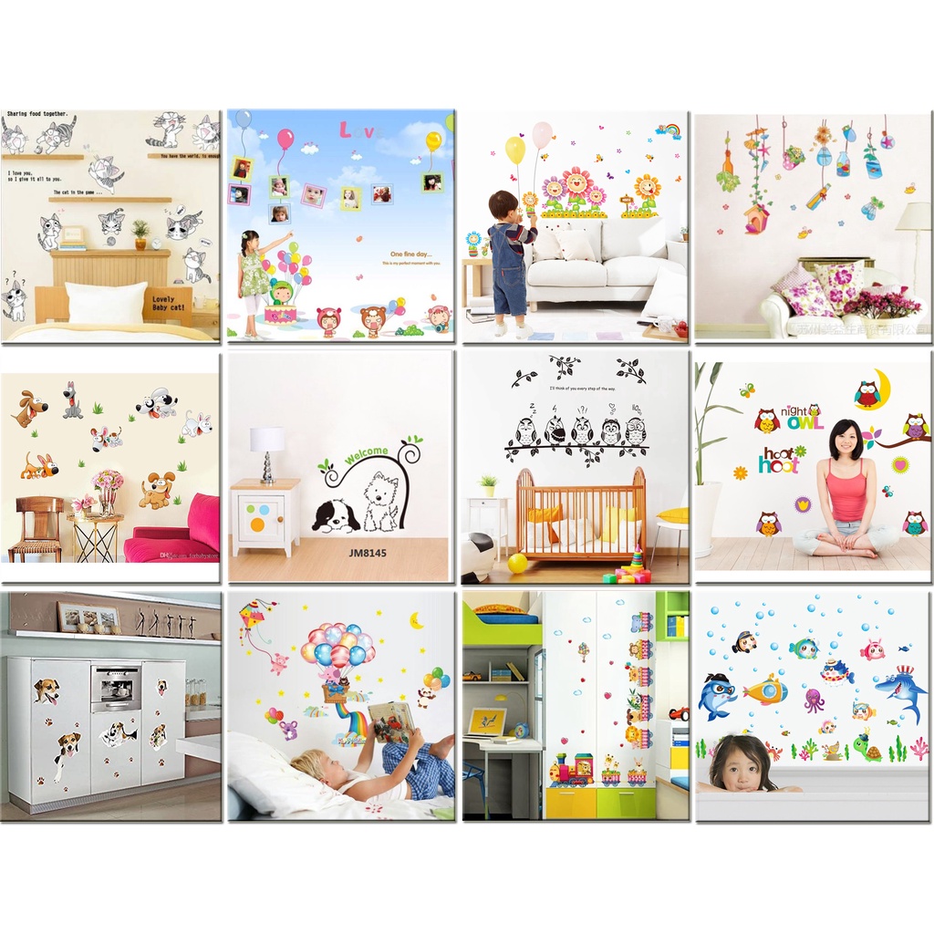 Jual SAMHEZ WALL STICKER MOTIF ANAK PART A BUNGA ANAK LUCU ANIMAL ...