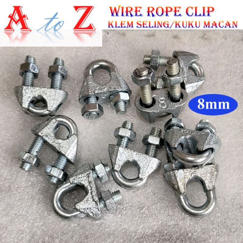 Jual klem sling 8 mm/wire rope clip/klem seling 8 mm/clam/kuku macan ...
