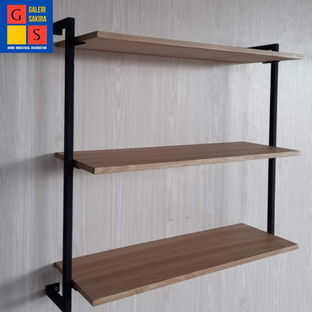 Jual Rak dinding besi susun 3 + papan ambalan lebar 20 cm Indonesia ...